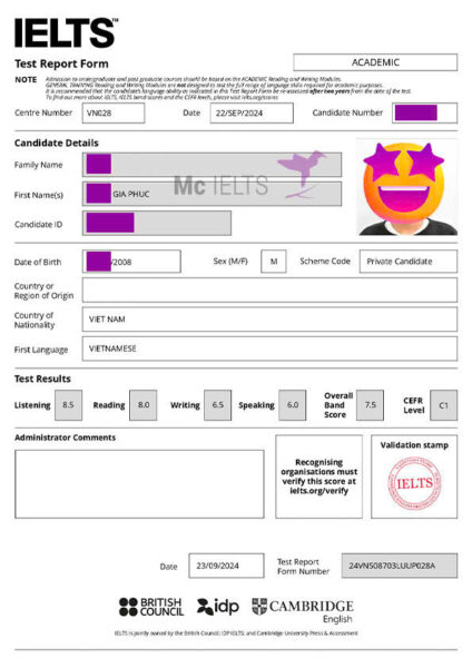 Bảng vàng thành tích của Mc IELTS - Mcielts