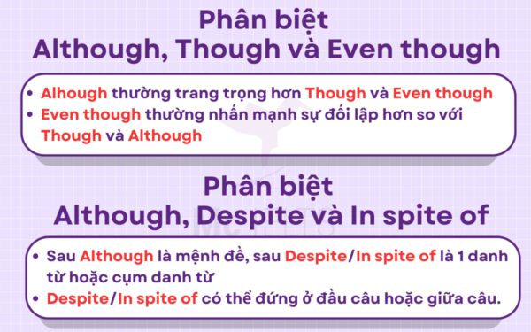 Cấu Trúc Although, Despite, In Spite Of, Though, Even Though
