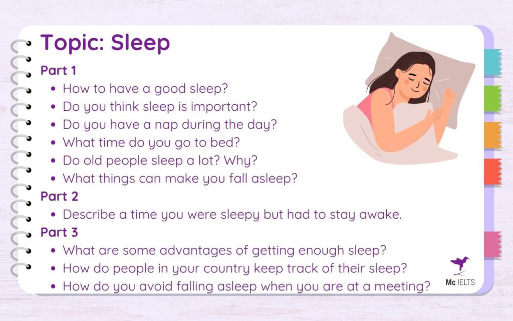 IELTS Speaking Part 1, 2, 3 Sample Answer Topic Sleep