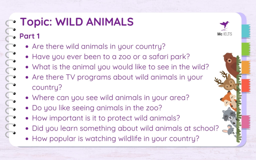 Bài Mẫu IELTS Speaking Part 1 Topic Wild Animals (Kèm Từ Vựng)