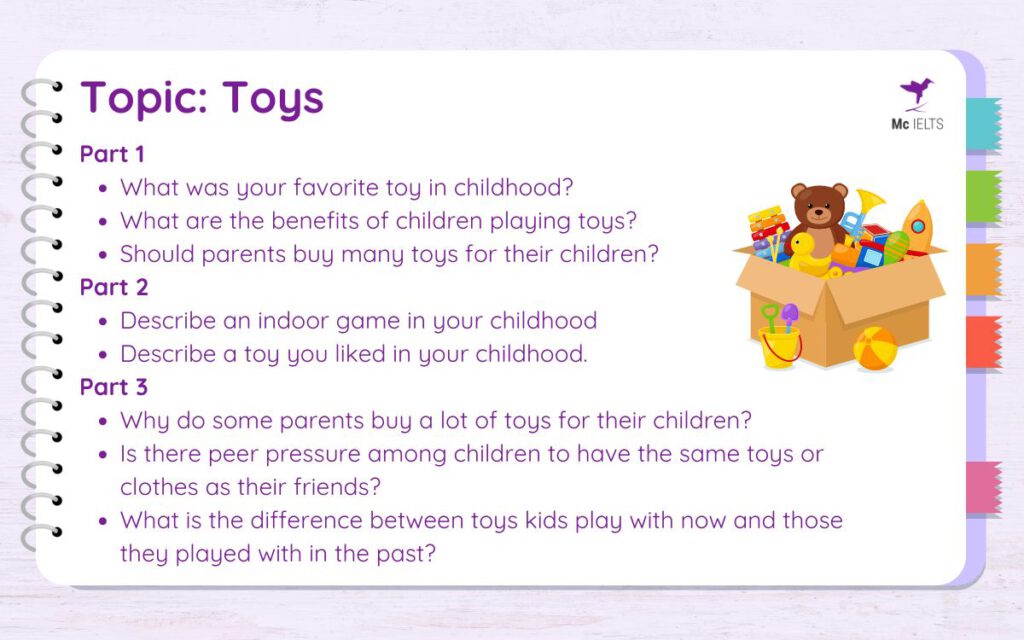 Câu Hỏi & Bài Mẫu IELTS Speaking Part 1, 2, 3 – Topic Toys